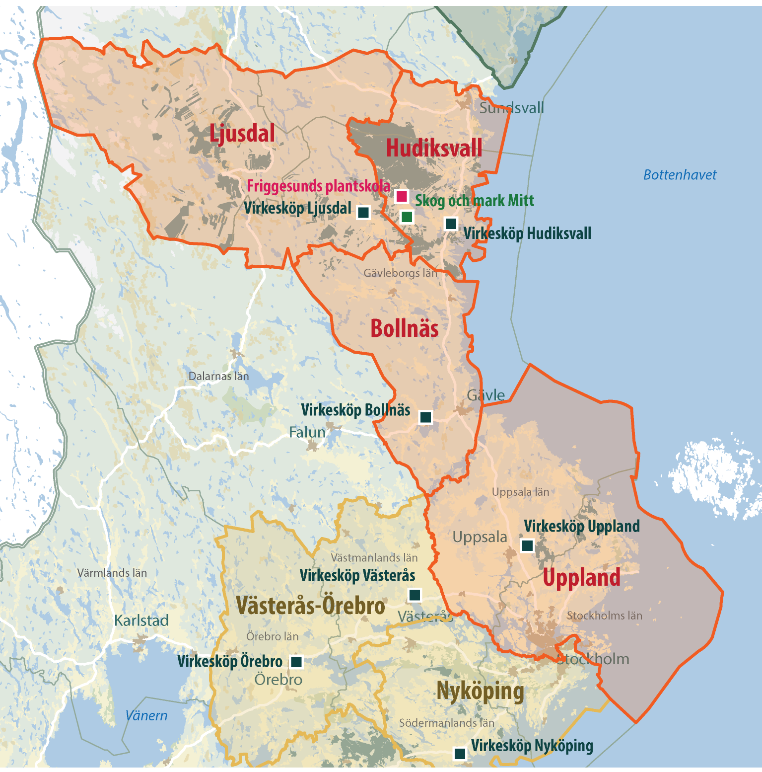 Vår organisation - Holmen Skog finns i nästan hela Sverige. | Holmen Skog